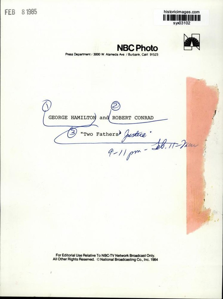 1984 Press Photo Actors George Hamilton & Robert Conrad in Two Fathers ...