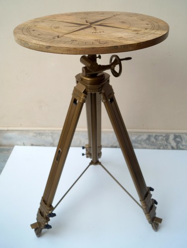 24" Nautical Compass Engrave Round Modern Cocktail Table Bar Restaurant ...
