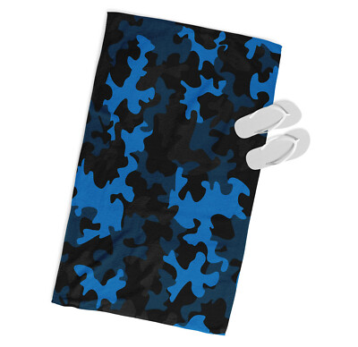 Camouflage Pattern MICROFIBRE BEACH TOWEL Designer Blue | eBay