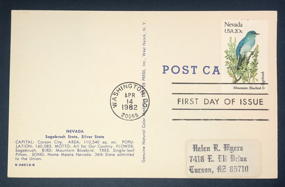 Postcard Nevada Greetings Pictorial State Map Landmarks First Day of ...