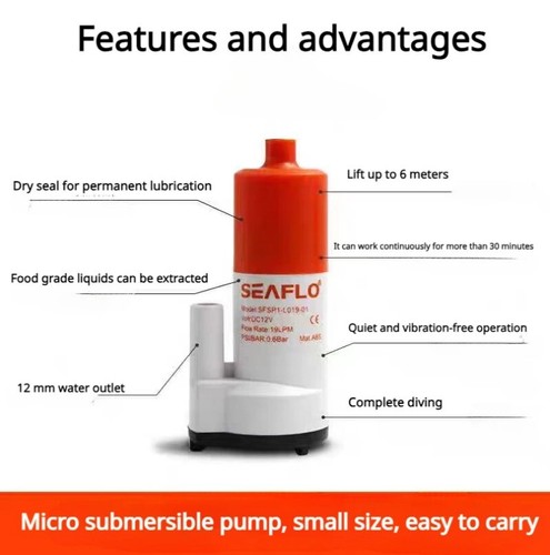 Micro Submersible Pump Portable DC Battery RV Filling Tank Pump Small ...