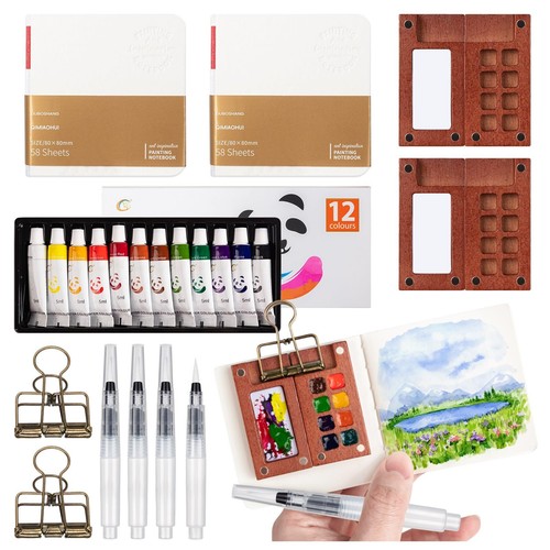 9Pcs Mini Watercolor Paint Set Mini Painting Kit Contain Boards Paint ...