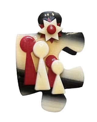 Red White Black Pins People Pins Signed by Lucinda Puzzle Piece 2.5 ...