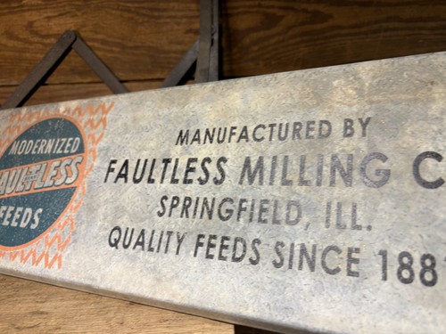 Antique Feed Store Sign Faultless Chicken Poultry Feeder Corn ...