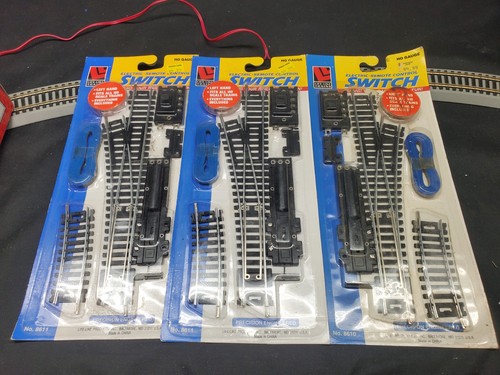 3 Life-Like HO Scale Electric Remote Switches 2 Left Hand #8611 & 1 ...