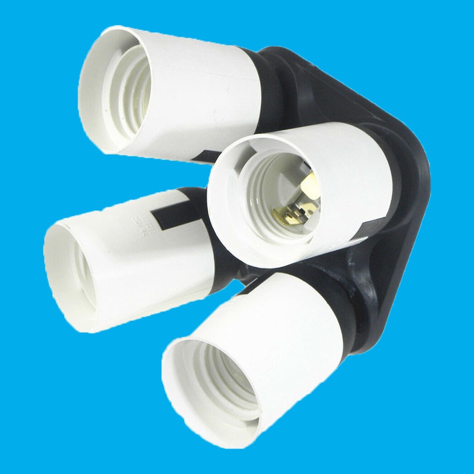 1x E27 to 4E27 Light Bulb Socket Splitter Adaptor Photography Lamp Base ...
