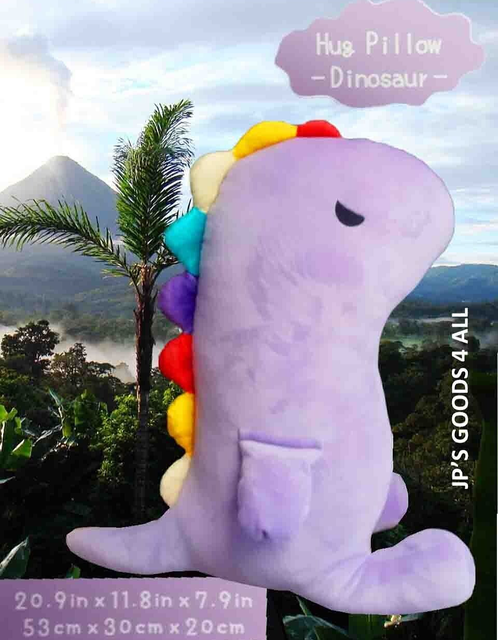 Daiso Dinosaur Super Soft Hug Pillow Plush Stuffed Toy 14" Purple bin P ...
