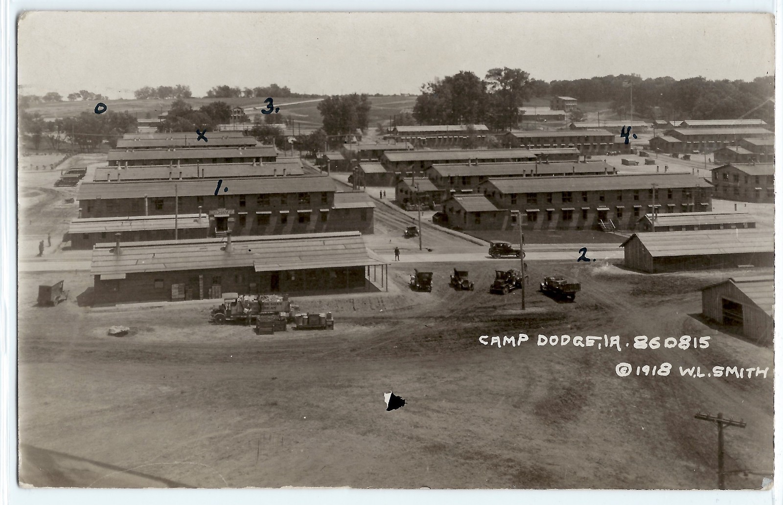 1918 WWI Camp Dodge, Iowa, U.S. Army barracks Real Photo Postcard RPPC ...