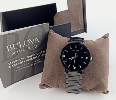 NEW Bulova Futuro Modern 98D144 42mm Black Stainless Steel Men's ...
