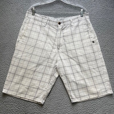 Volcom Shorts Men's 33 Plaid Chino White & Black | eBay