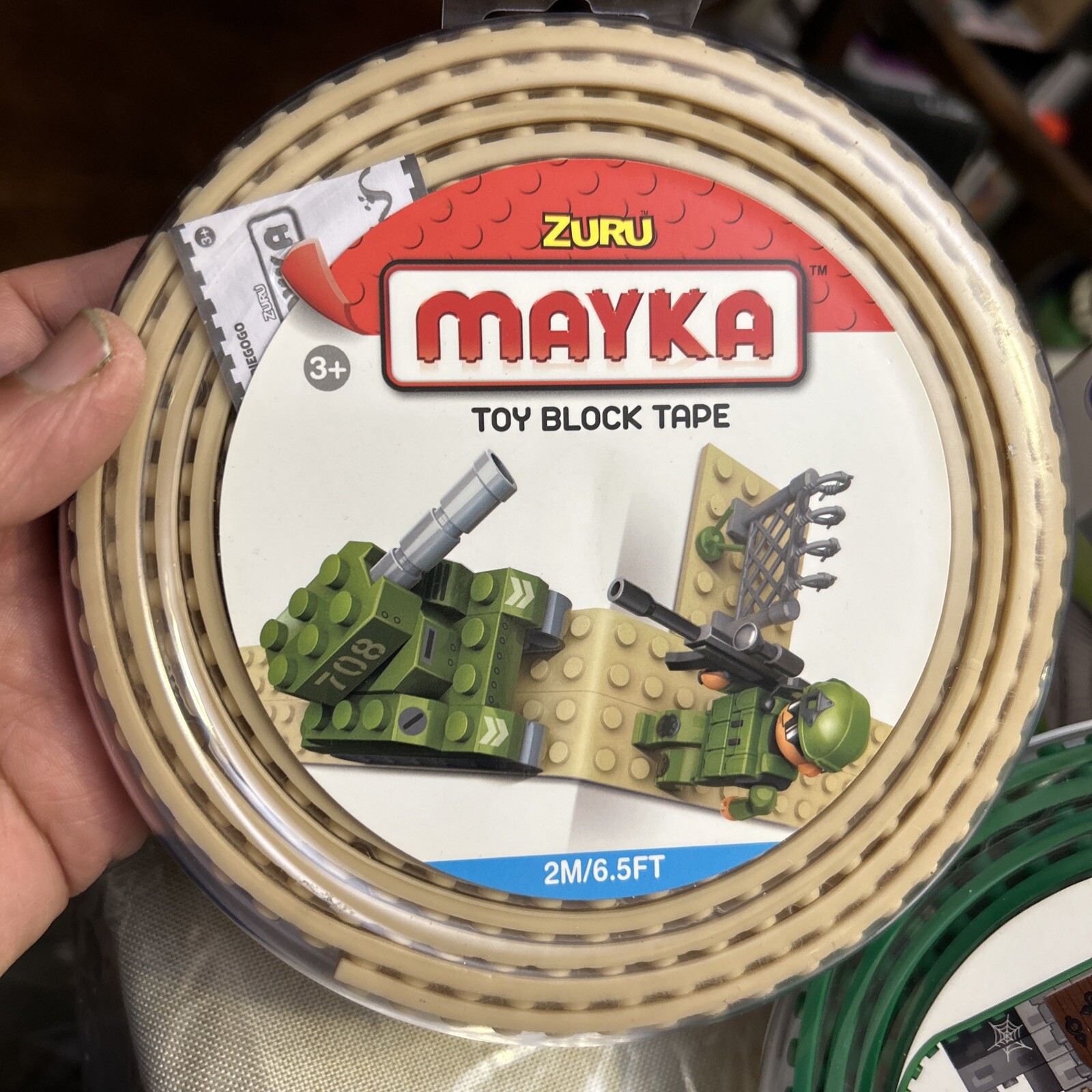 3 X Zuru Maya Toy Block Tape 2-Tan| 1-Green 2M/6.5ft | Remove & Reuse ...