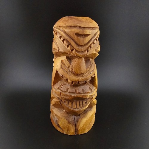 Wood Tiki Carved Figure Love and Good Luck Hand Carved Hawaiian ...