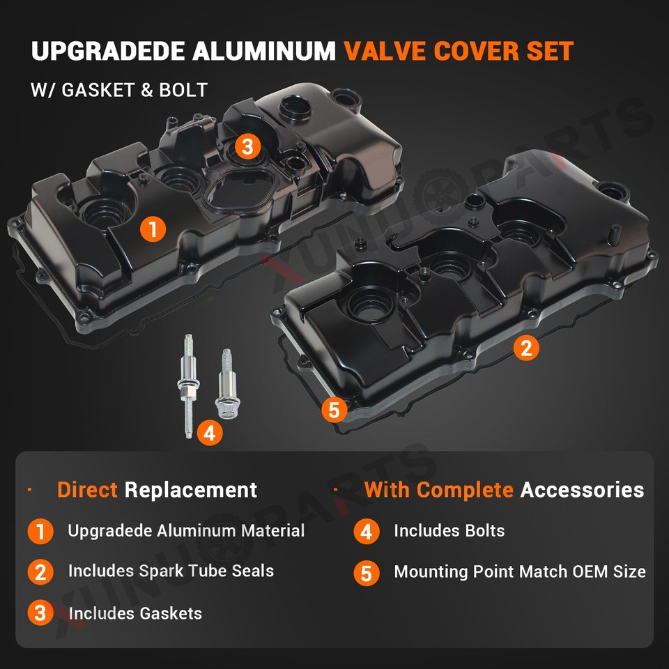 2x Aluminum Valve Covers Set for 2015-2019 Ford Explorer Taurus Flex 3 ...
