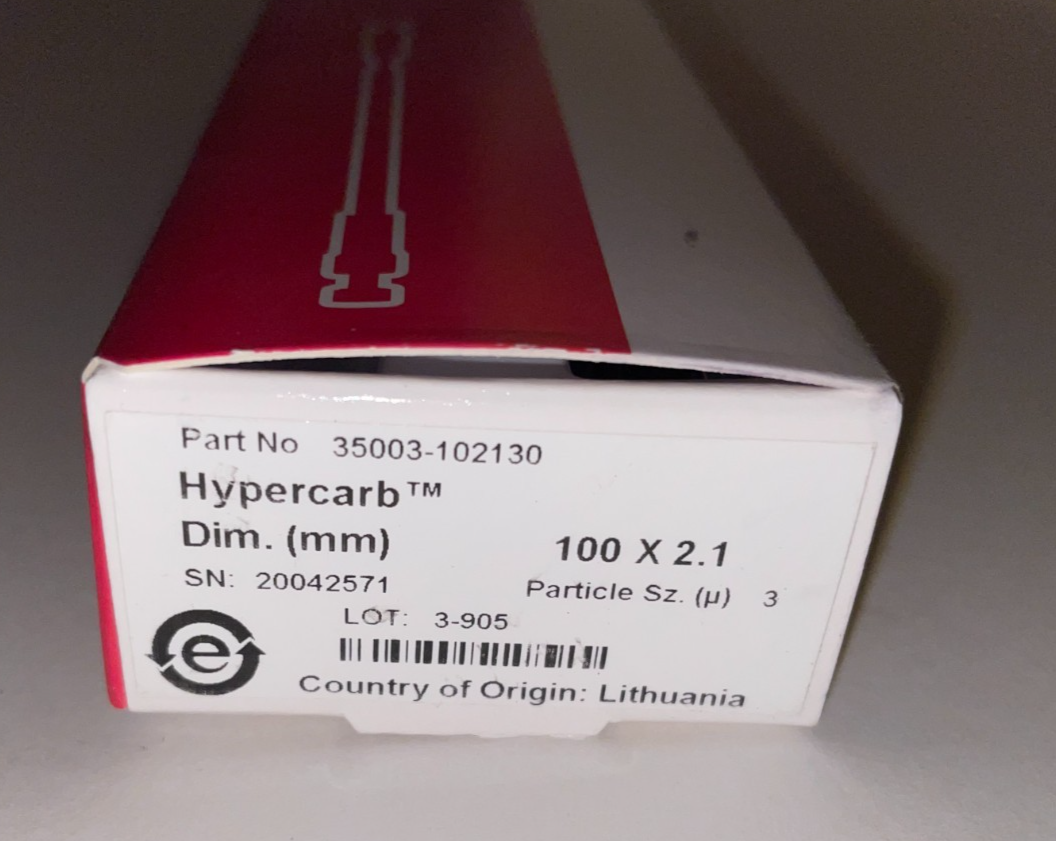 HPLC COLUMN, Thermo Hypercarb 35003-102130, 2.1 x 100mm SEALED ...