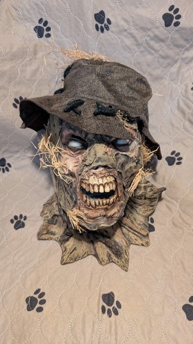Evil Scarecrow Scary Halloween Full Mask Rubber Face Burlap Head ...