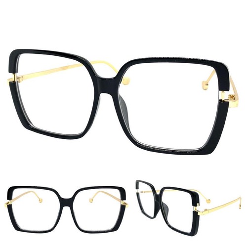 Ladies Classic Vintage Retro Style Clear Lens Eyeglasses Square Black ...