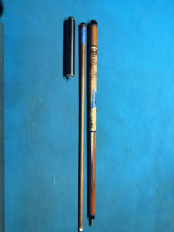 Jeffrey Tucker Goncalo Alves/Curly Maple Pool Cue,30”Kielwood Shaft, 3 ...
