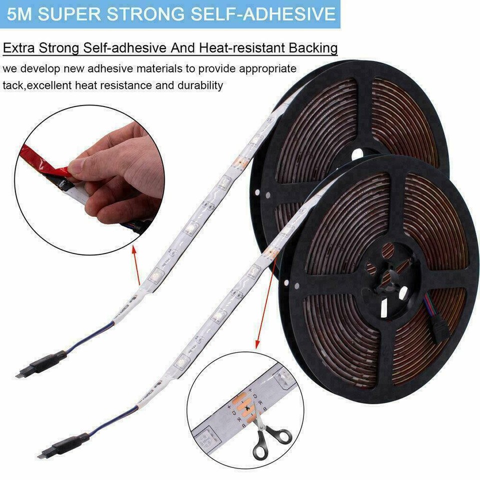 16-65FT Flexible 3528 RGB LED Strip Light Remote Fairy Lights Room TV ...