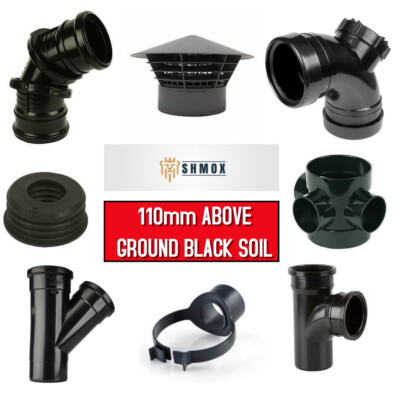 110mm BLACK SOIL PIPE FITTINGS | PUSHFIT | Bend | Access | Boss ...