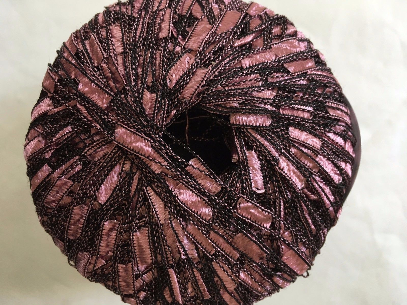 Light Rose Pink on Black Ladder Yarn #34023 - Ice Trellis Ribbon Yarn ...