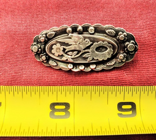 Antique English Aesthetic Sterling Silver Bird Pin Ha… - Gem