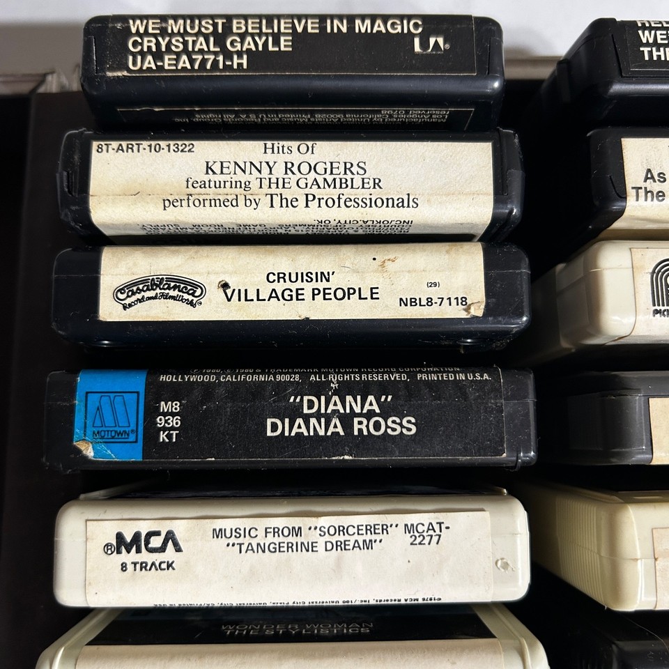 Vintage 8-Track Tape Lot w Case Rock Disco Soul Bee Gees Thin Lizzy ELO ...
