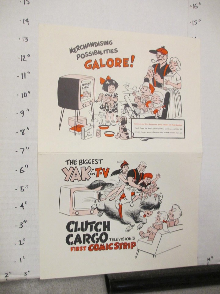 CLUTCH CARGO 1959 TV show cartoon synchro-vox comic salesman promo ad ...