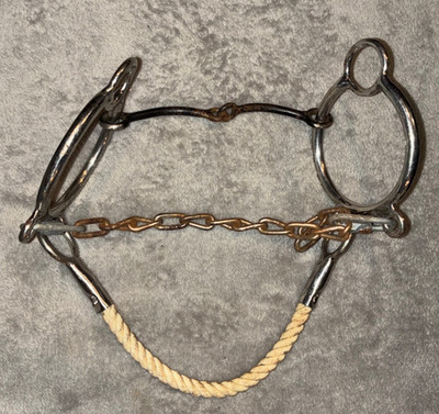 ROPE NOSE COMBINATION BARREL RACING SNAFFLE BROWN IRON MOUTH HACHAMORE ...