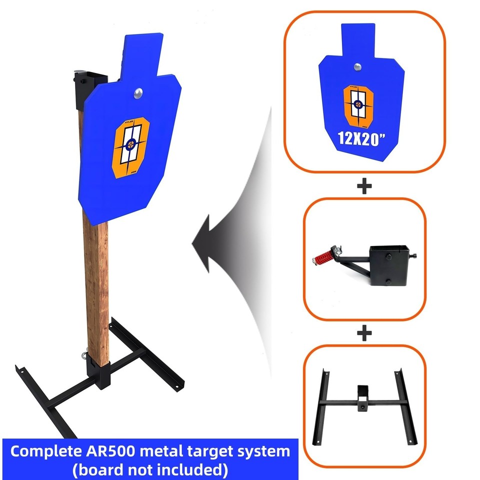 1/2 inch Thick AR500 Steel Target Stand System, 12" x 20" Torso ...