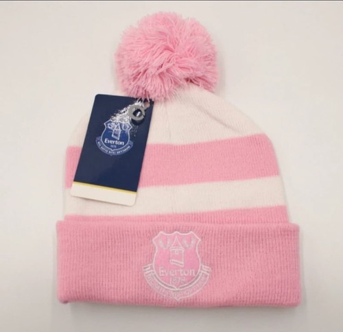 Everton FC Official Pink & White Breakaway Style Bobble Hat - Adult ...