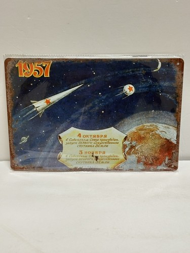 Russian Soviet 1st Space Satellite SPUTNIK 1957 Metal Retro Wall Sign ...