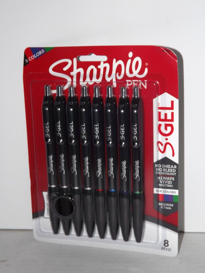 2 Packs Sharpie S Gel Pens Medium 0.7mm 5 Colors 8 Pens Per Pack New (O ...