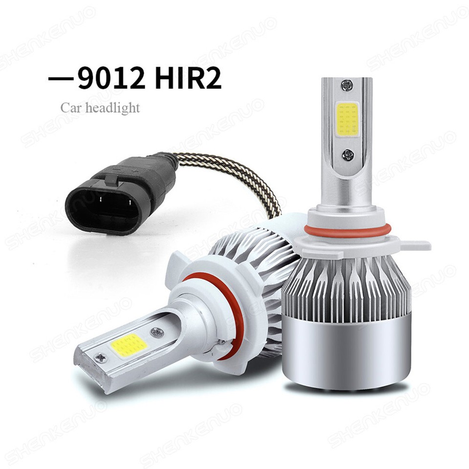 2x 9012 HIR2 LED Headlight Bulb High/Low Beam Kit 72W 6000K COB REE ...