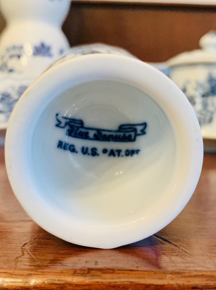 Pair (2) Blue Danube China Egg Cups Japan Blue Onion Banner Logo ...