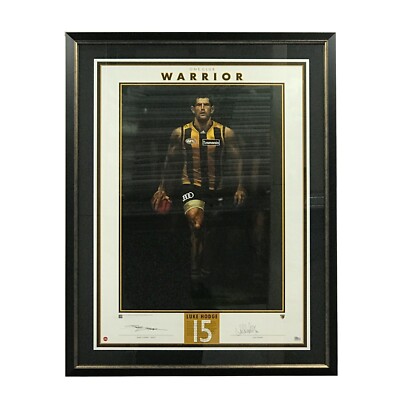 HAWTHORN HAWKS LUKE HODGE WARRIOR HAND SIGNED FRAMED JAMIE COOPER AFL ...