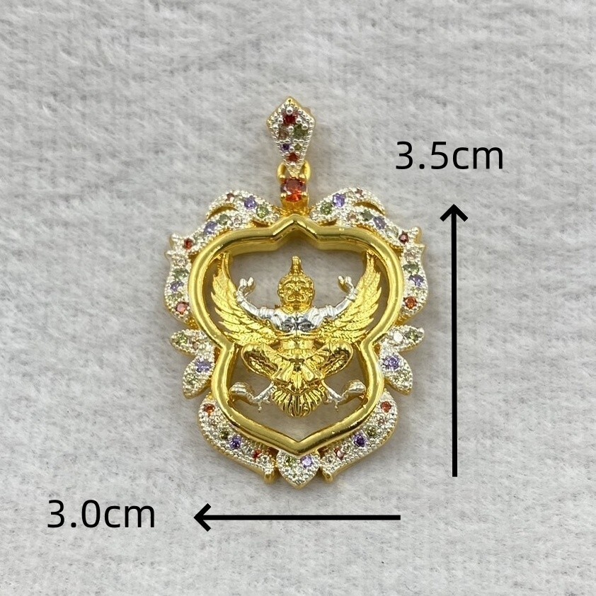 Garuda Jewelry Pendant Gem Gold Plated Protect Power Thai Buddha Amulet ...
