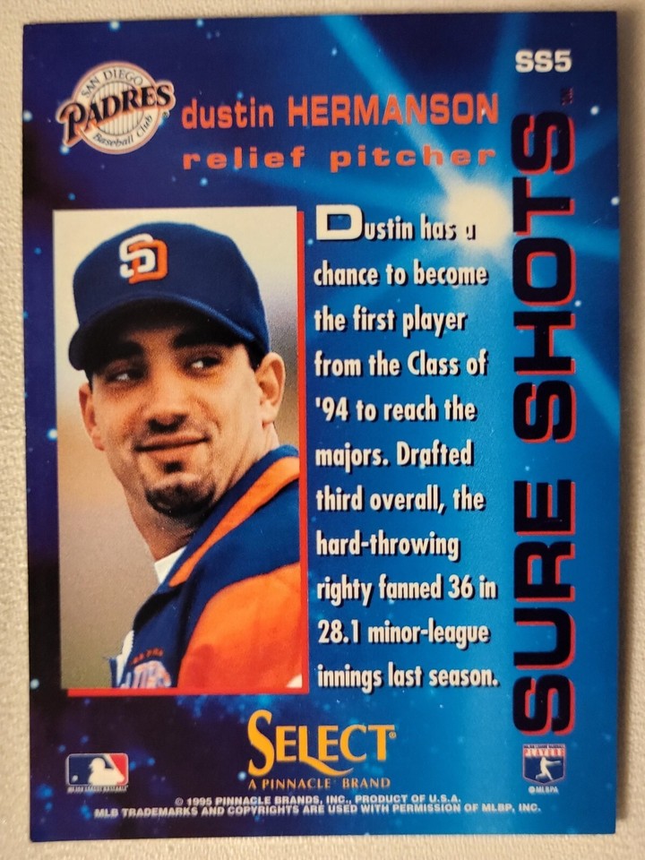 1995 Select Sure Shots Dustin Hermanson #SS5 Rookie RC Gold Card | eBay