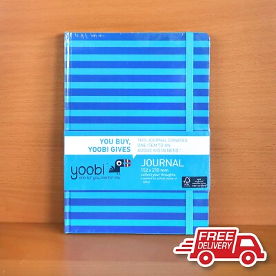 5 x YOOBI JOURNAL -BLUE-HARD COVER-MEDIUM-136 x 216mm*NEW STILL SEALED ...