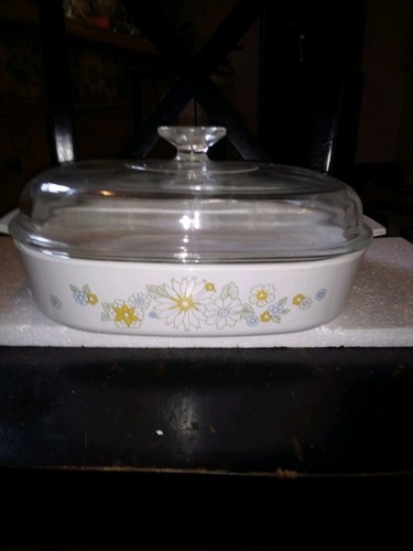 Vtg Corning Ware A-10-B 10x10x2 Wildflower Casserole Dish with A-12-C Pyrex Lid | eBay