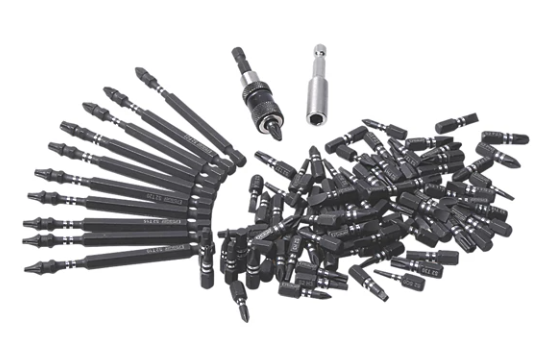 Erbauer DIY Screwdriver Bit Set 1/4" Hex Shank Mixed Impact 113pc Tool ...