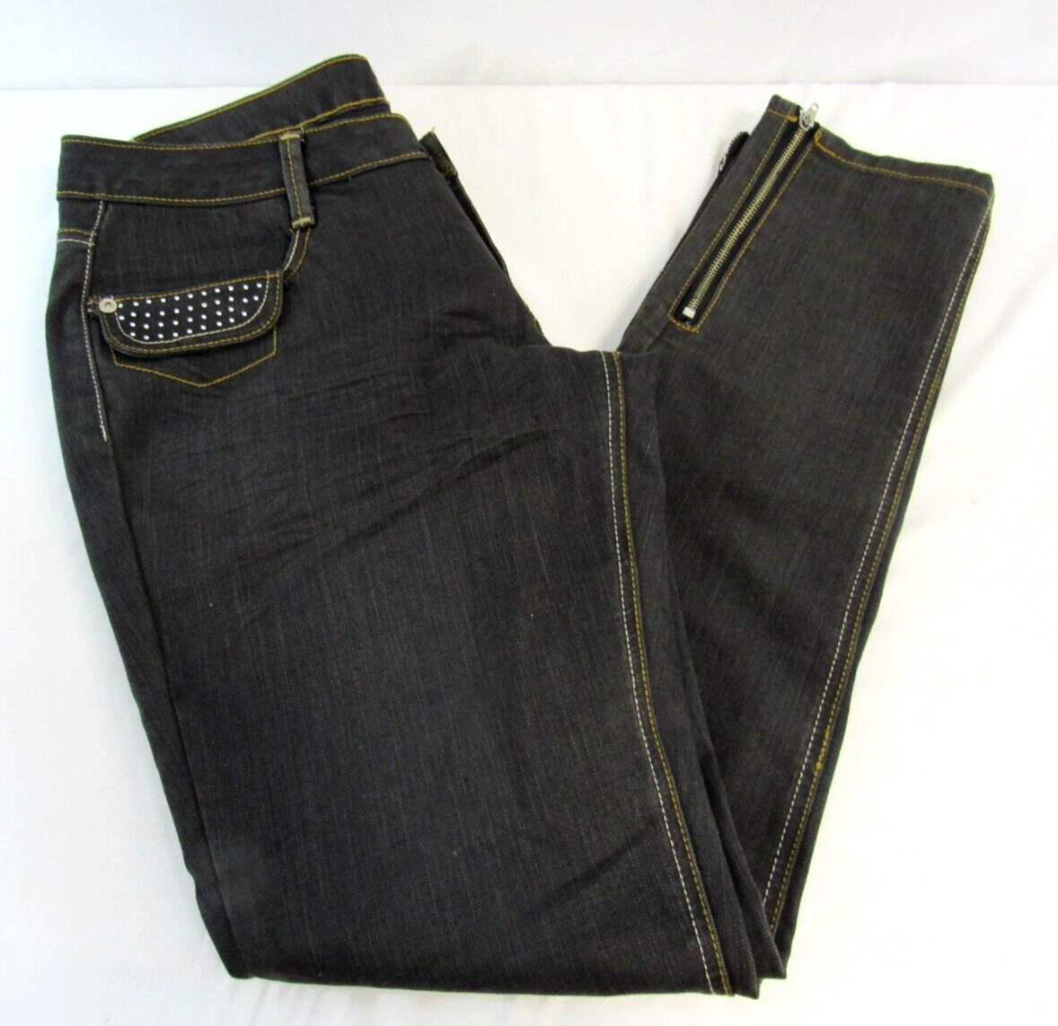 Akademiks Low Rise Skinny Jeans Rhinestones Zippers Y… - Gem