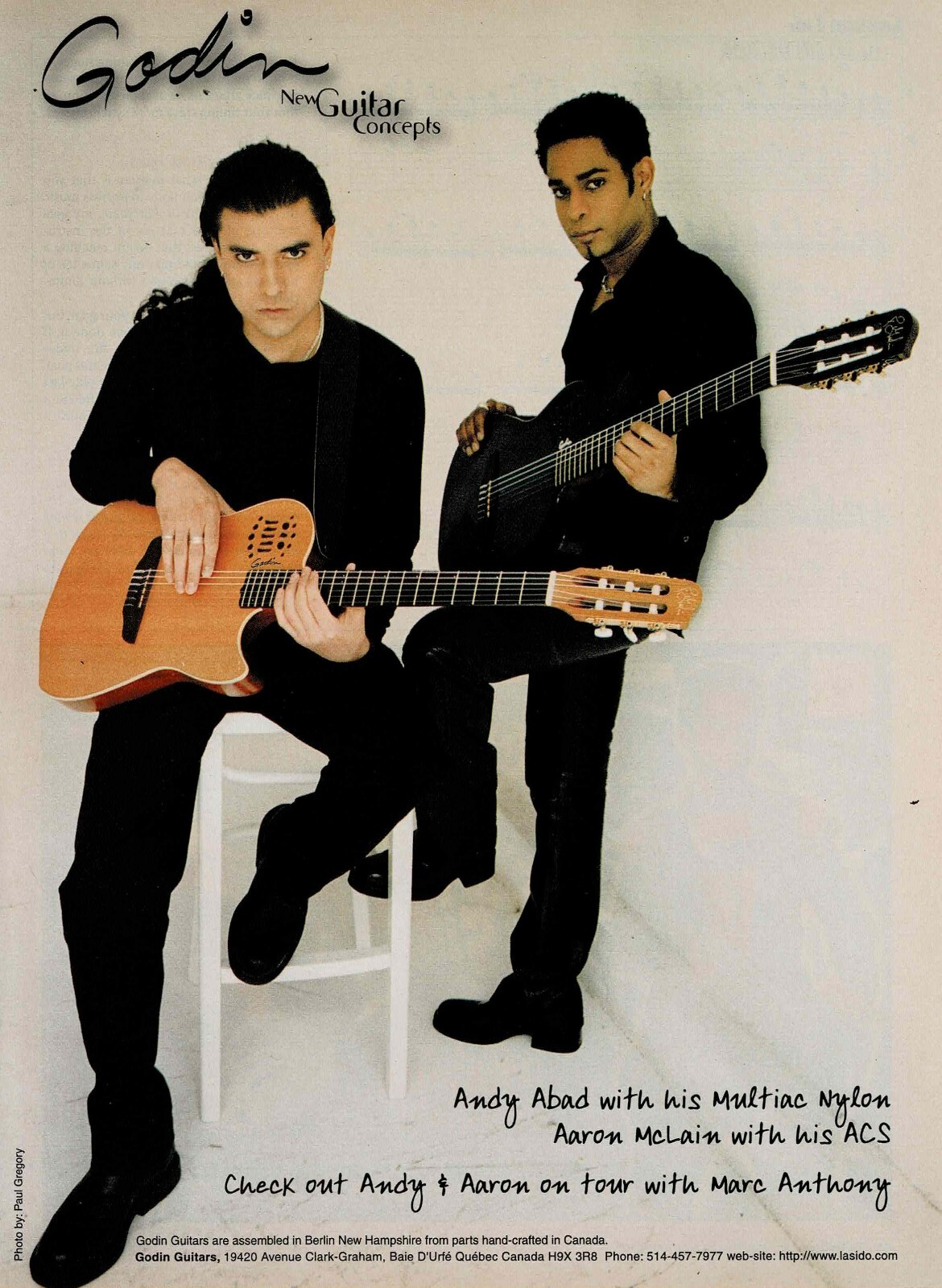 Andy Abad & Aaron McLain - Godin Guitars - 2000 Print Advertisement | eBay