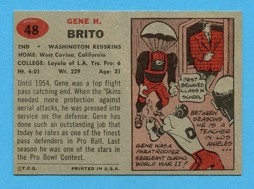 1957 TOPPS # 48 GENE BRITO WASHINGTON REDSKINS NM FREE SHIPPING | eBay