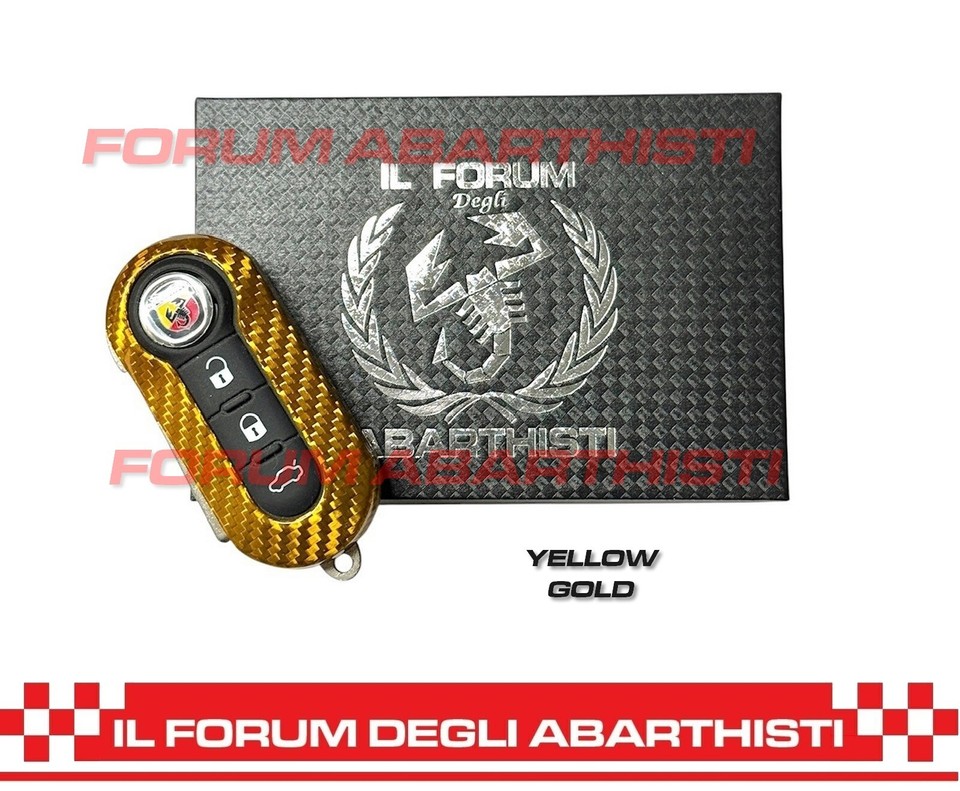 Abarth Cover Key Exclusive 100% Fiber Carbon 695 595 Yellow Gold Yellow ...