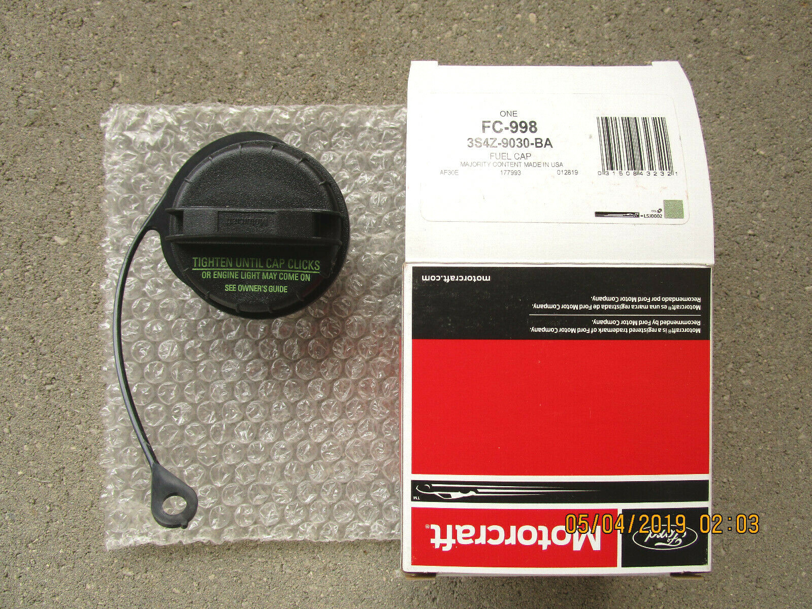 Ford 3S4Z-9030-BA Motorcraft FC-998 Fuel Gas Tank Filler Cap With ...