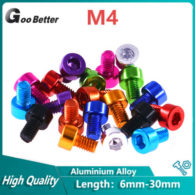 M4 4mm Aluminum Alloy Socket Cap Head Screws Hex Allen Key Bolts ...