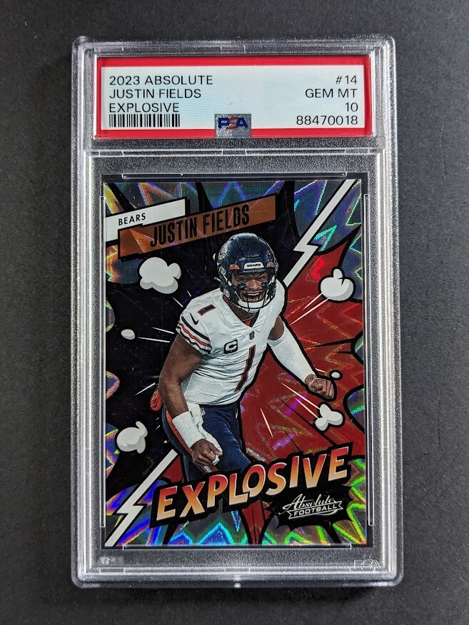 Justin Fields 2023 Absolute #14 Explosive Price Guide - Sports Card ...