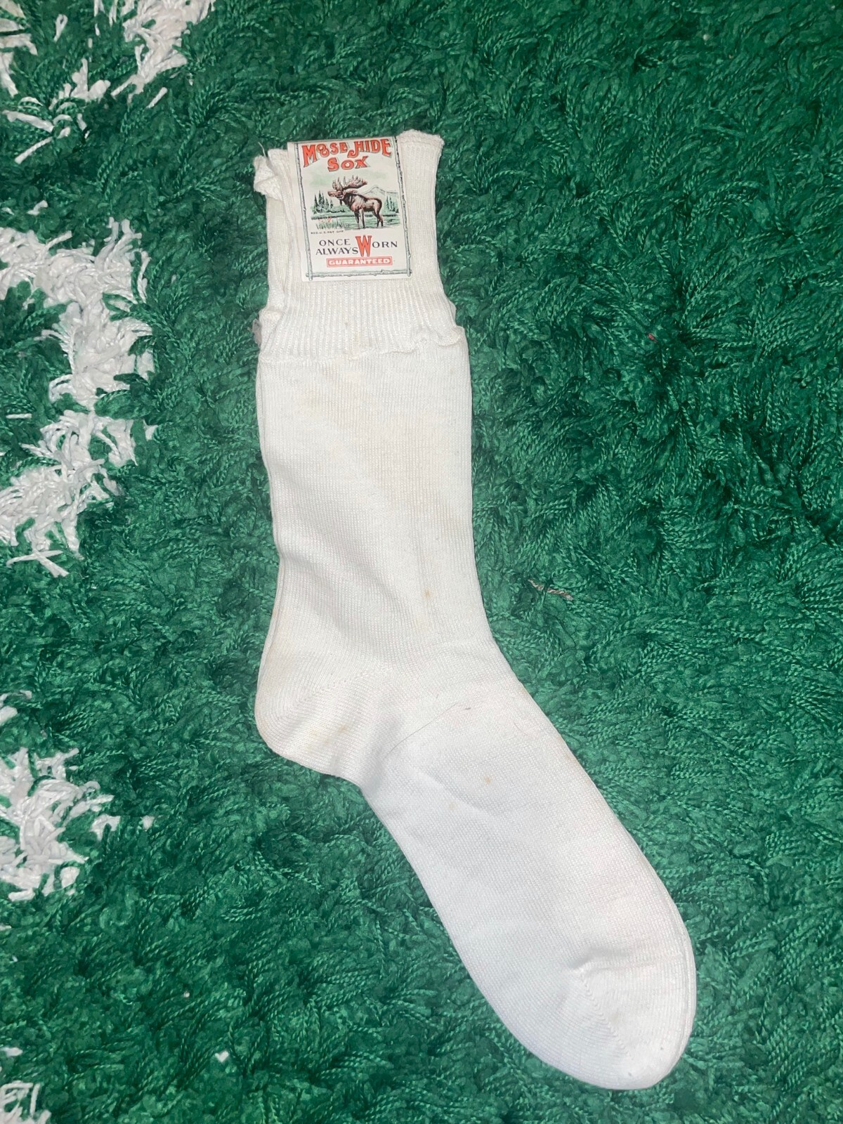 1940s Vintage Moose Hide Sox 100% Cotton White Socks … - Gem