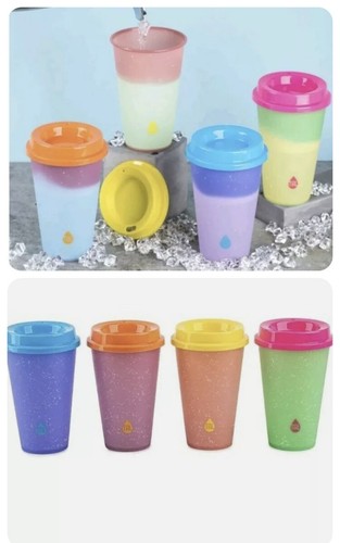 TAL Reusable Color-Changing To-Go Hot Cold Cups GLITTER FINISH 4 Cups ...