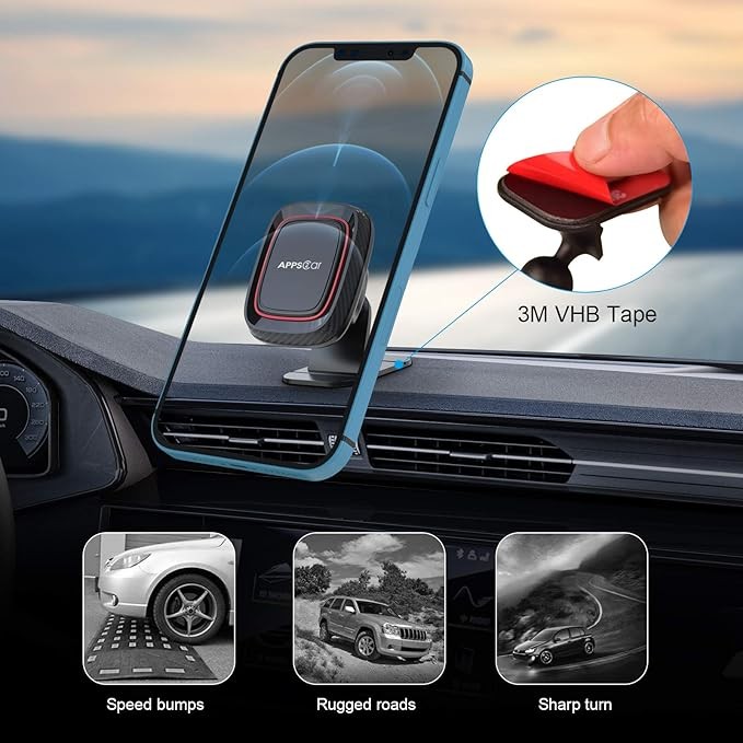 Car Magnetic Phone Mount, 360° Dashboard Holder, Universal Sturdy ...